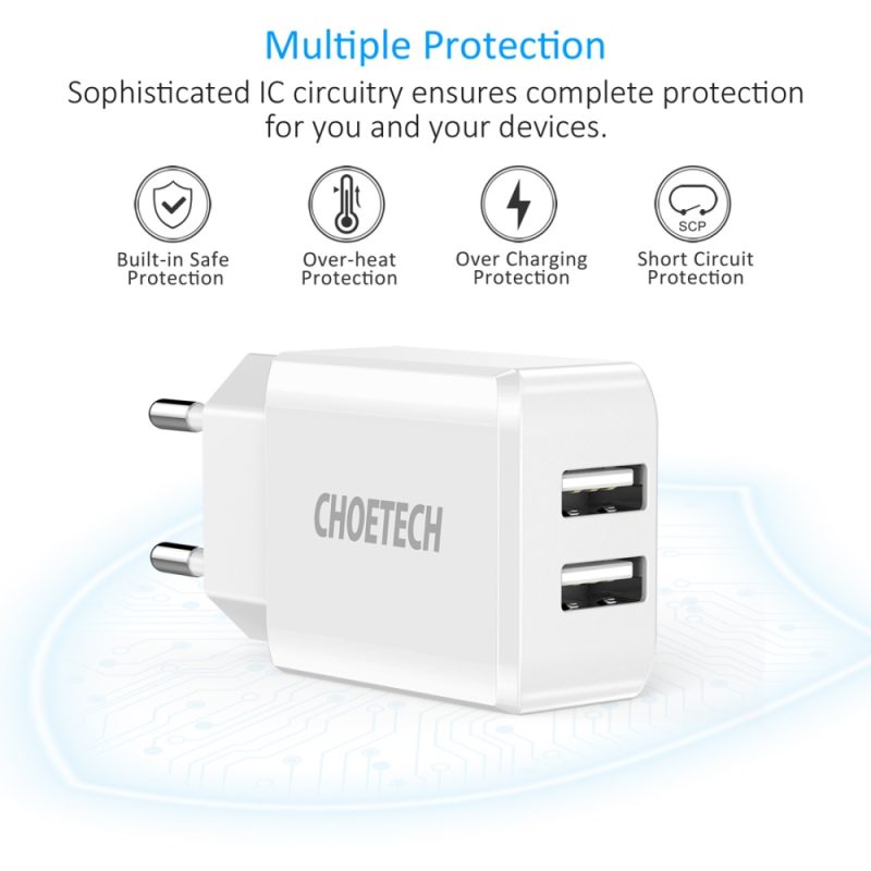 Củ Sạc 10w 2 Cổng USB-A CHOETECH C0030 (Hàng Chính Hãng) - Choetech Vietnam