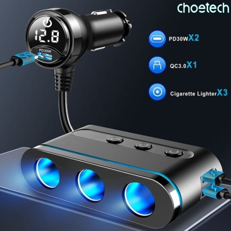 Tẩu sạc đa năng mở rộng Choetech TC0021 thành 3 cổng cắm tẩu và 1 Usb ...